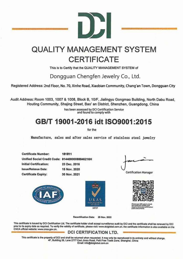 Our certification | CF Jewelry
